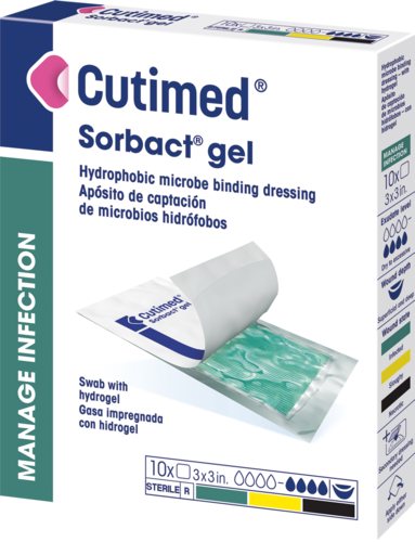 Cutimed Sorbact Gel—hydrophobic microbe binding wound dressing
